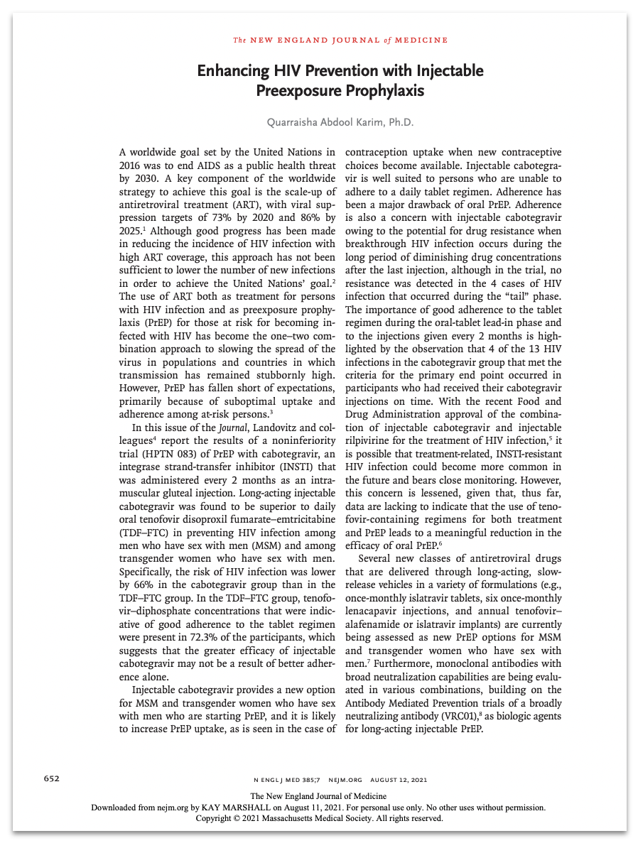 Enhancing HIV Prevention with Injectable Preexposure Prophylaxis - AVAC