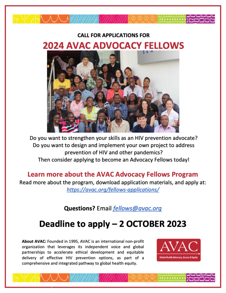 Call for Applications for AVAC Advocacy Fellows - AVAC