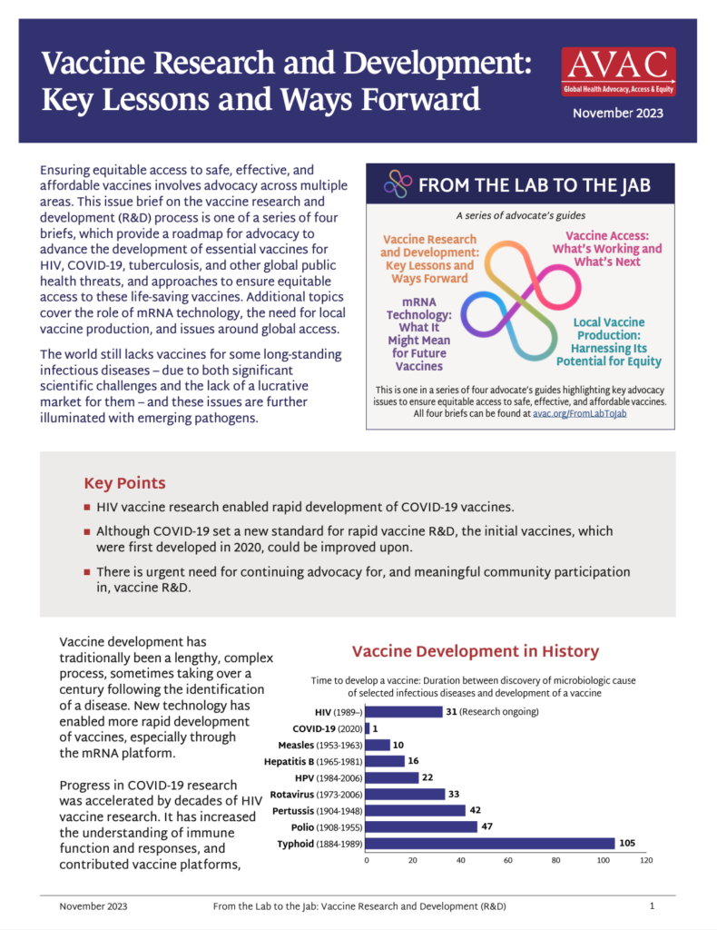 Vaccine Research and Development: Key Lessons and Ways Forward - AVAC