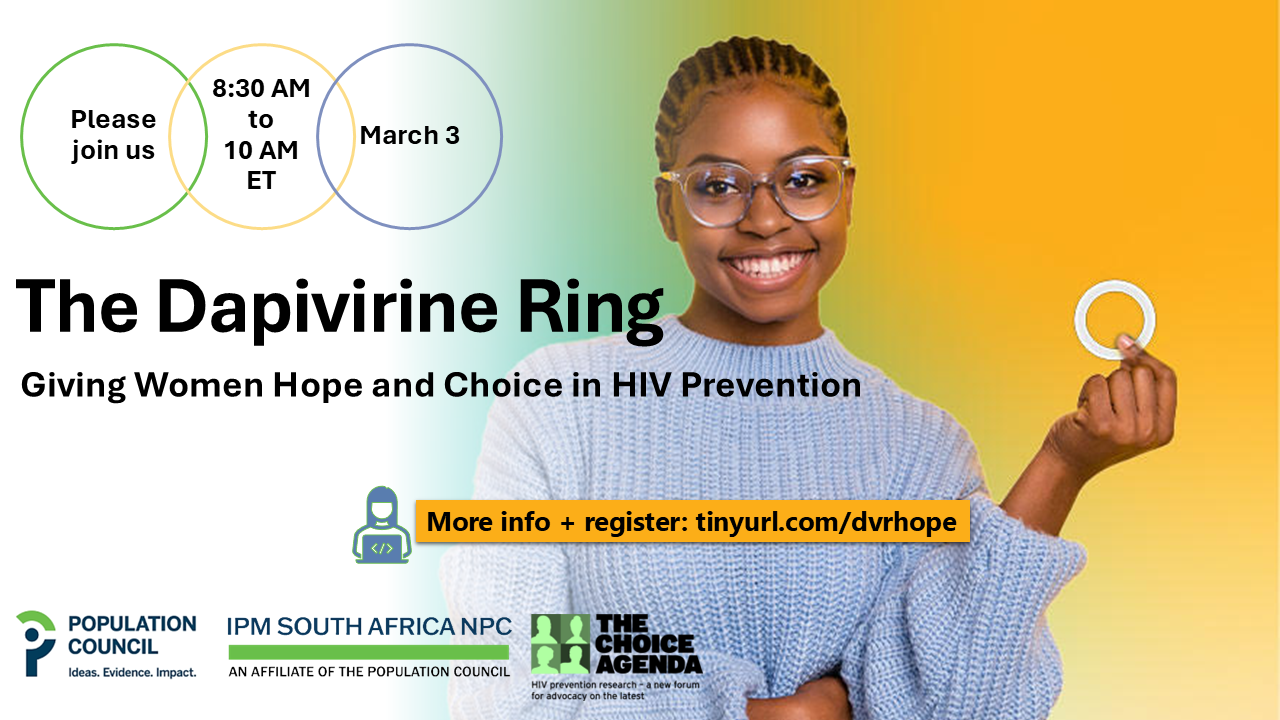 Dapivirine Ring: Giving Women Hope and Choice in HIV Prevention - AVAC